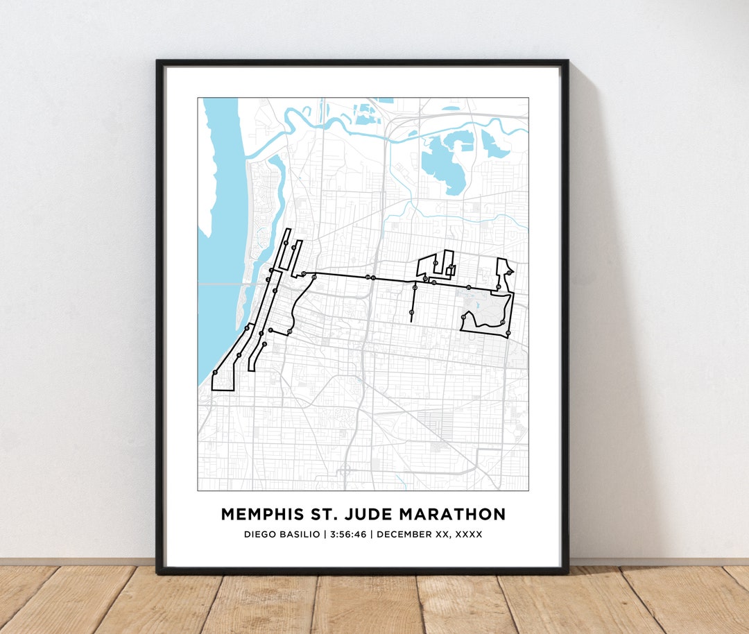 Memphis Marathon Course Map Personalized Memphis Marathon Route Map ...