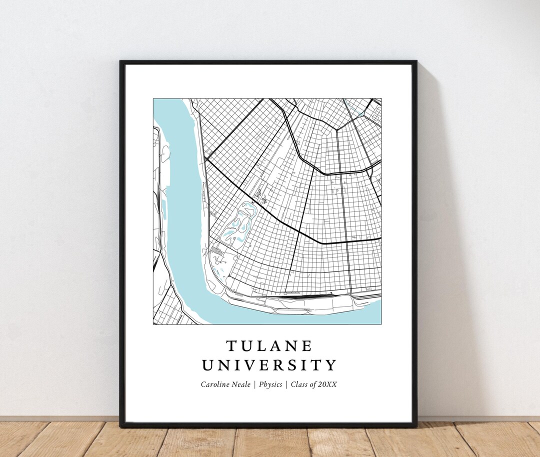 Tulane University Graduation Map | Tulane Print | College Grad Gift ...