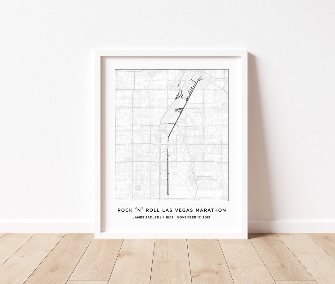 Las Vegas Marathon Course Map Personalized Las Vegas Marathon Route Map ...