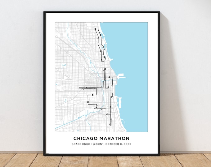 Chicago Marathoner Course Map Poster - Etsy