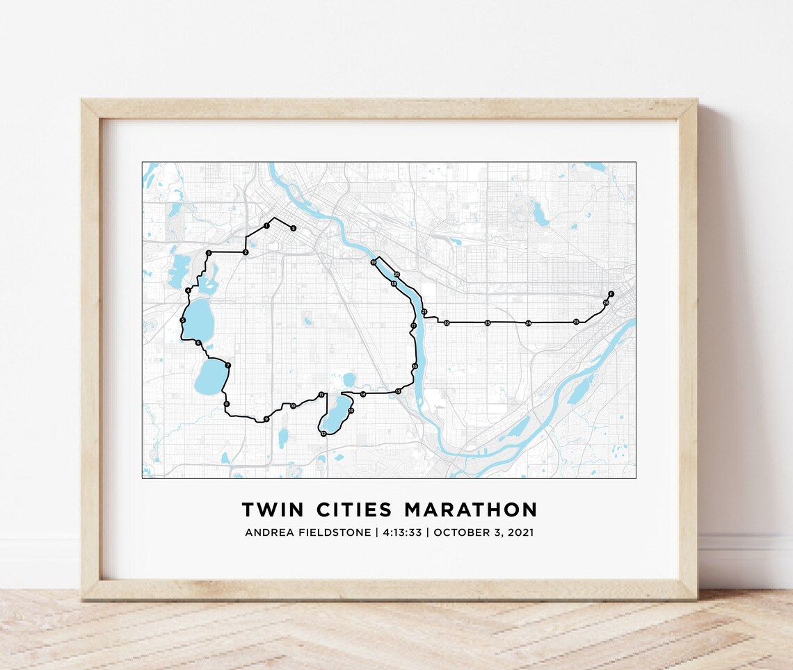 Twin Cities Marathon Map Personalized Twin Cities Marathon - Etsy