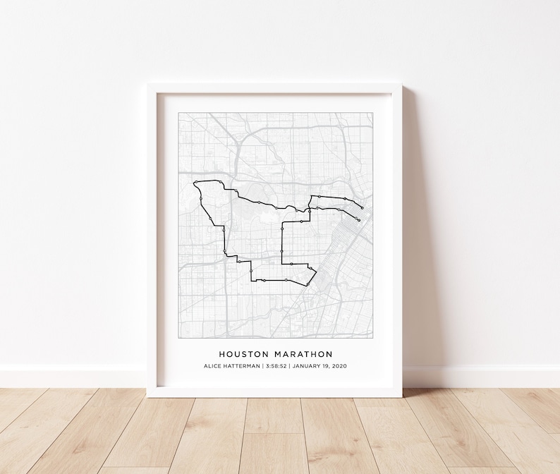 Houston Marathon Course Map Personalized Houston Marathon | Etsy