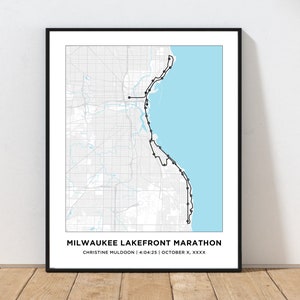 Milwaukee Lakefront Marathon Course Map | Personalized Milwaukee ...