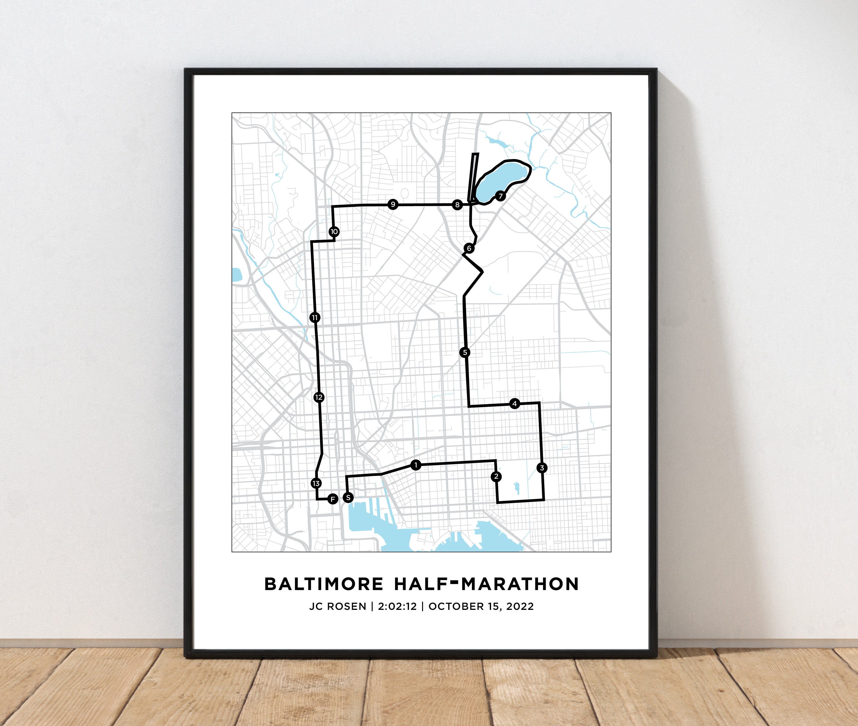 Baltimore Half-marathon Course Map Personalized Baltimore - Etsy