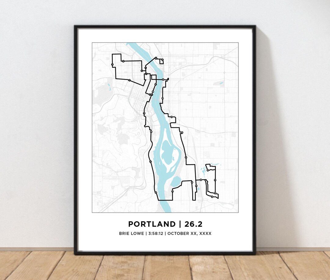 Portland 26.2 Marathoner Course Map | Personalized Portland Route Map ...
