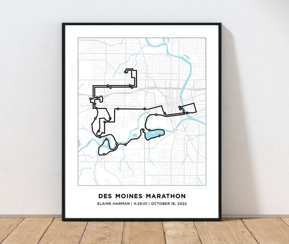 Des Moines Marathon Map Personalized Des Moines Marathon Map - Etsy