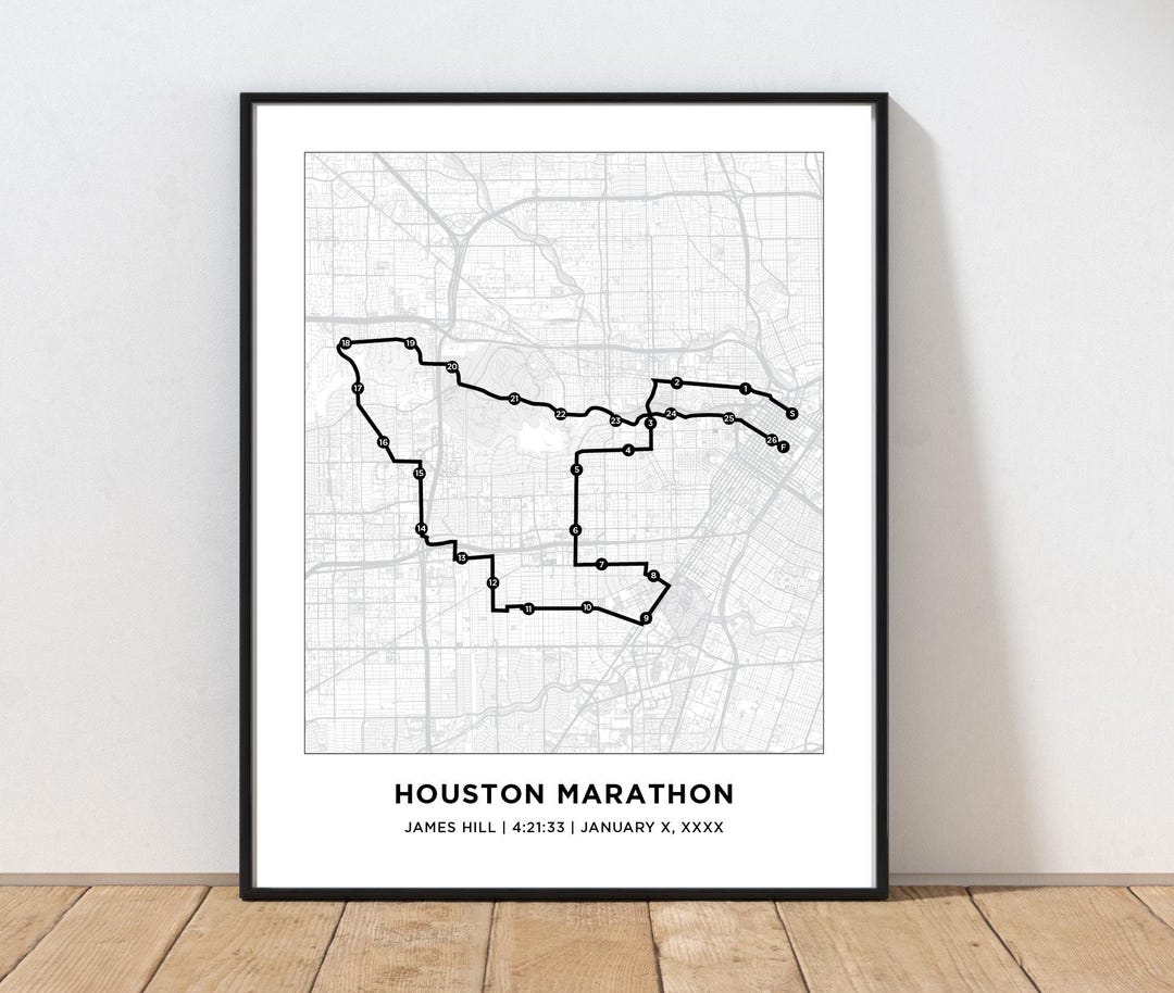 Houston Marathon Course Map | Personalized Houston Marathon Route Map ...