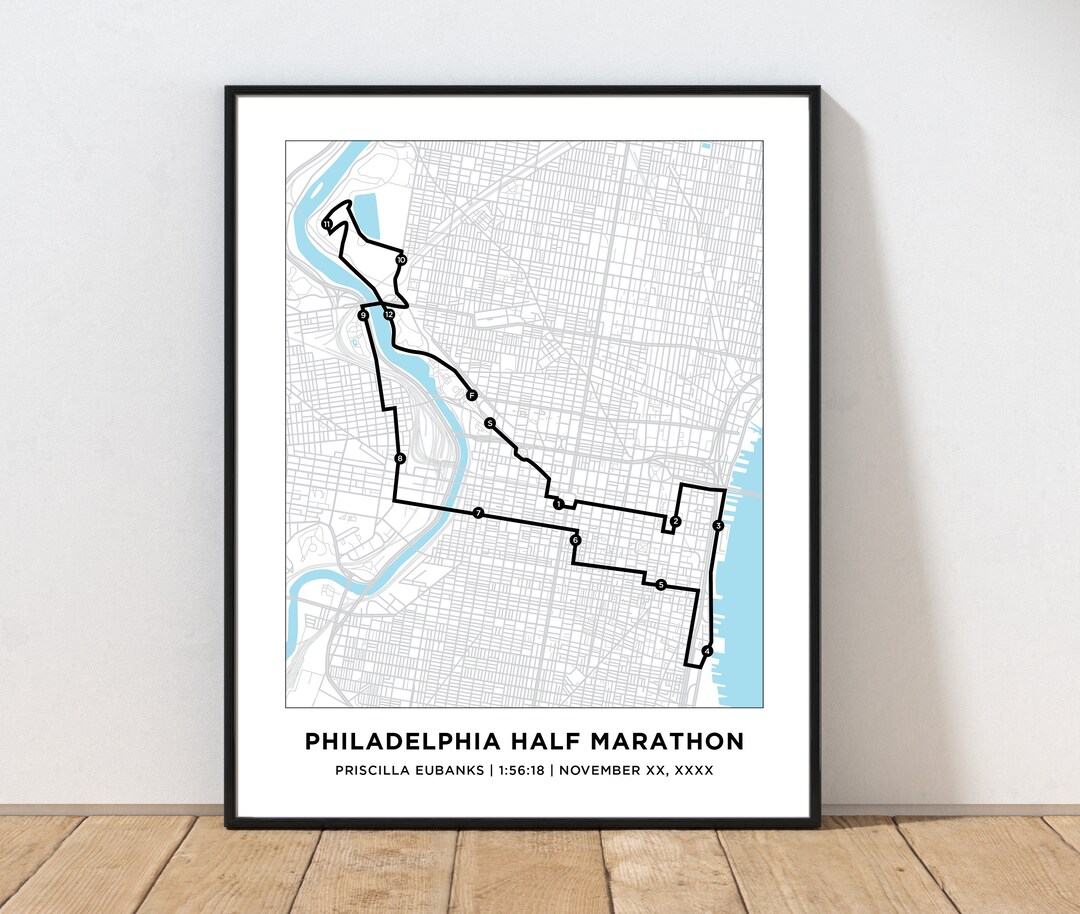Philadelphia Half Marathoner Course Map | Personalized Philly Half ...