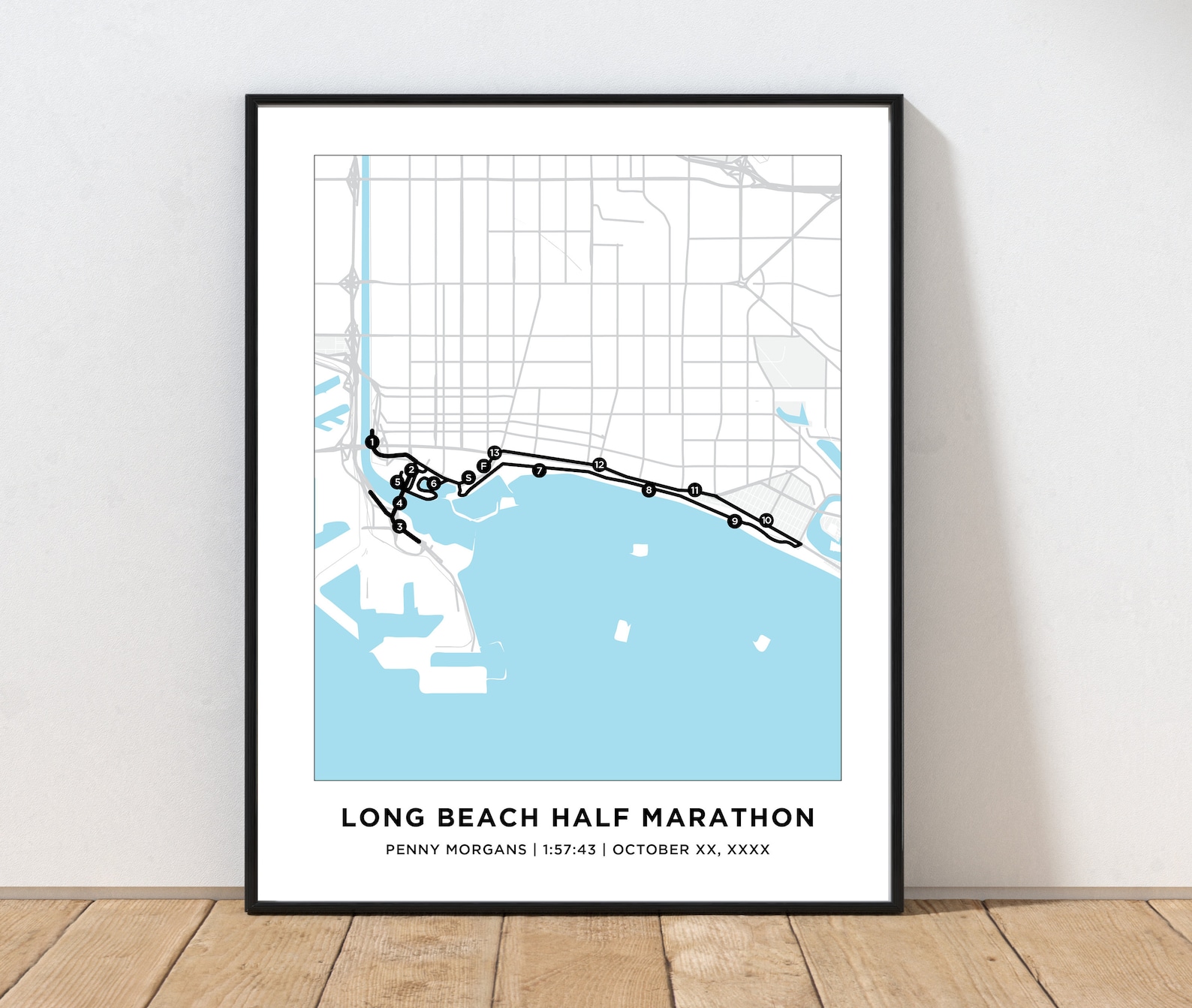 Long Beach Half Marathon Course Map Personalized Long Beach - Etsy