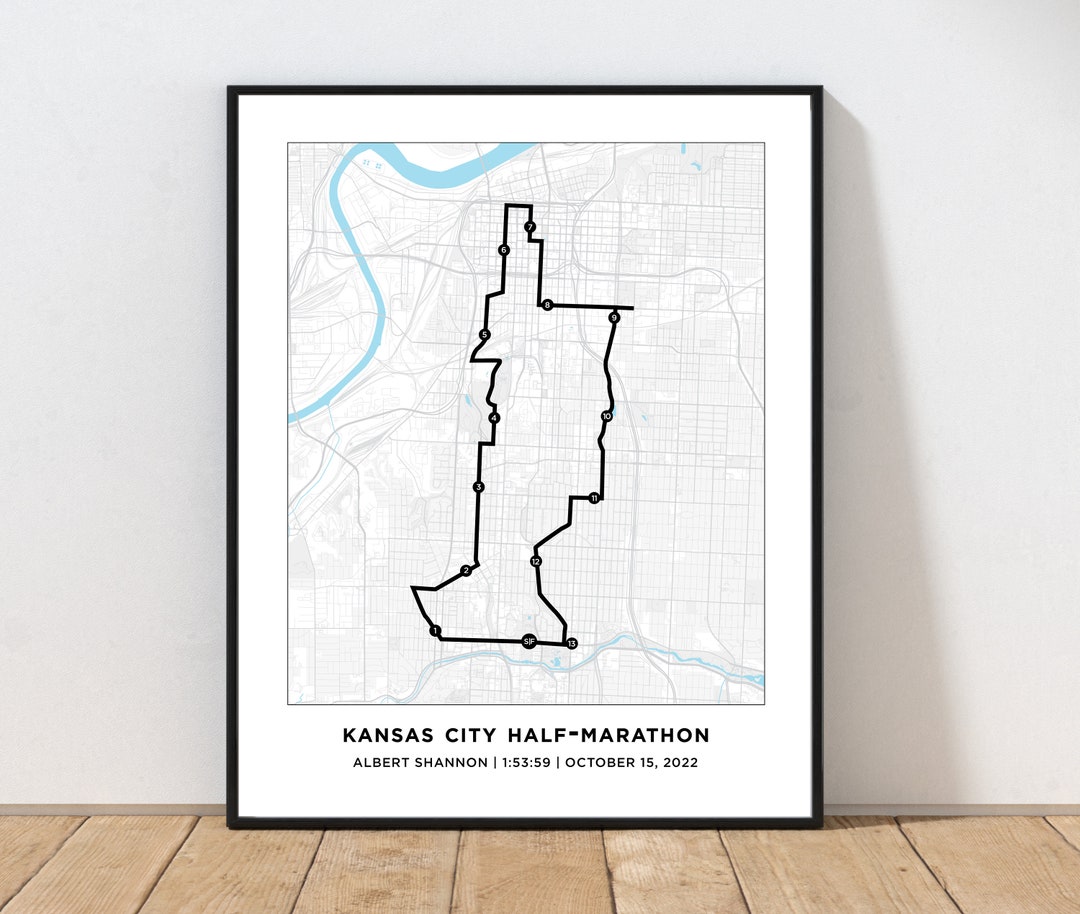 Kansas City Half-marathon Course Map Personalized Kansas City Half ...