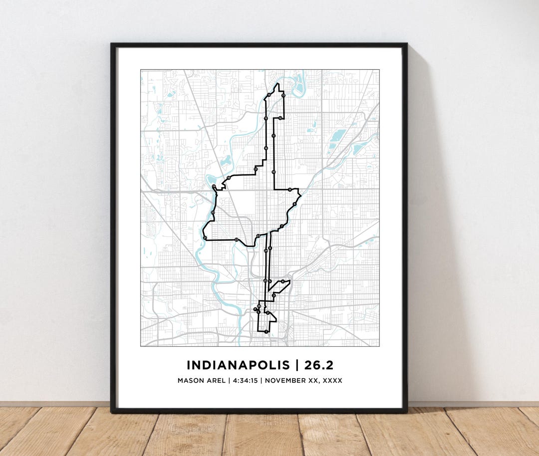 Indianapolis 26.2 Marathoner Course Map | Personalized Indianapolis ...