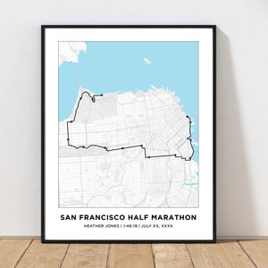 San Francisco Half Marathon Course Map Personalized San Francisco Route ...