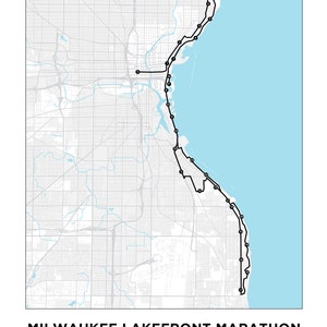Milwaukee Lakefront Marathon Course Map Personalized - Etsy