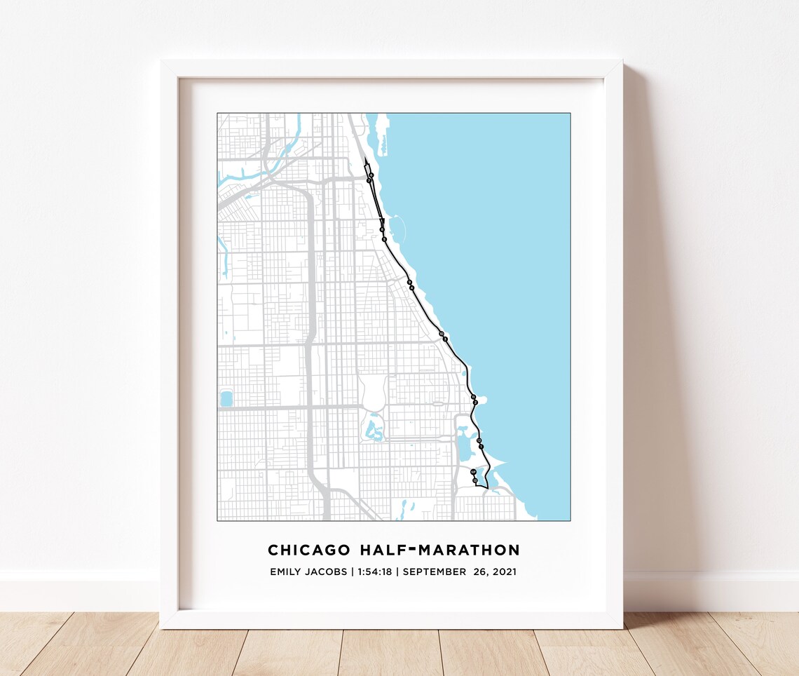 Chicago Half Marathon Course Map Personalized Chicago Half - Etsy