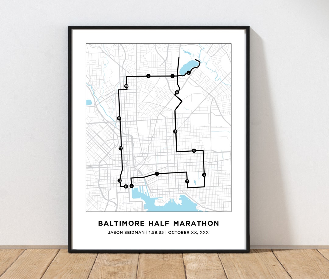 Baltimore Half Marathon Course Map | Personalized Baltimore Half ...