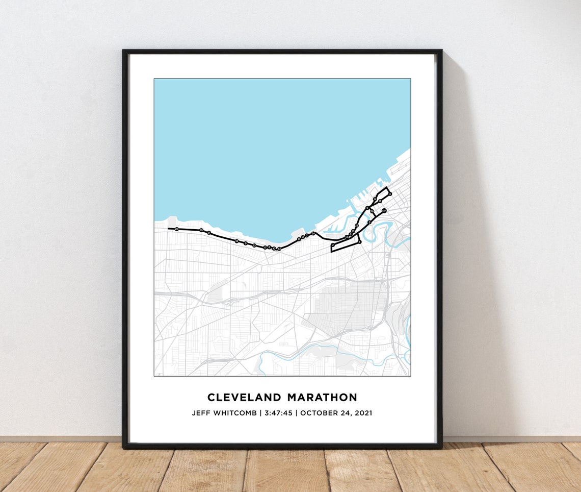 Cleveland Marathon Course Map Personalized Cleveland | Etsy