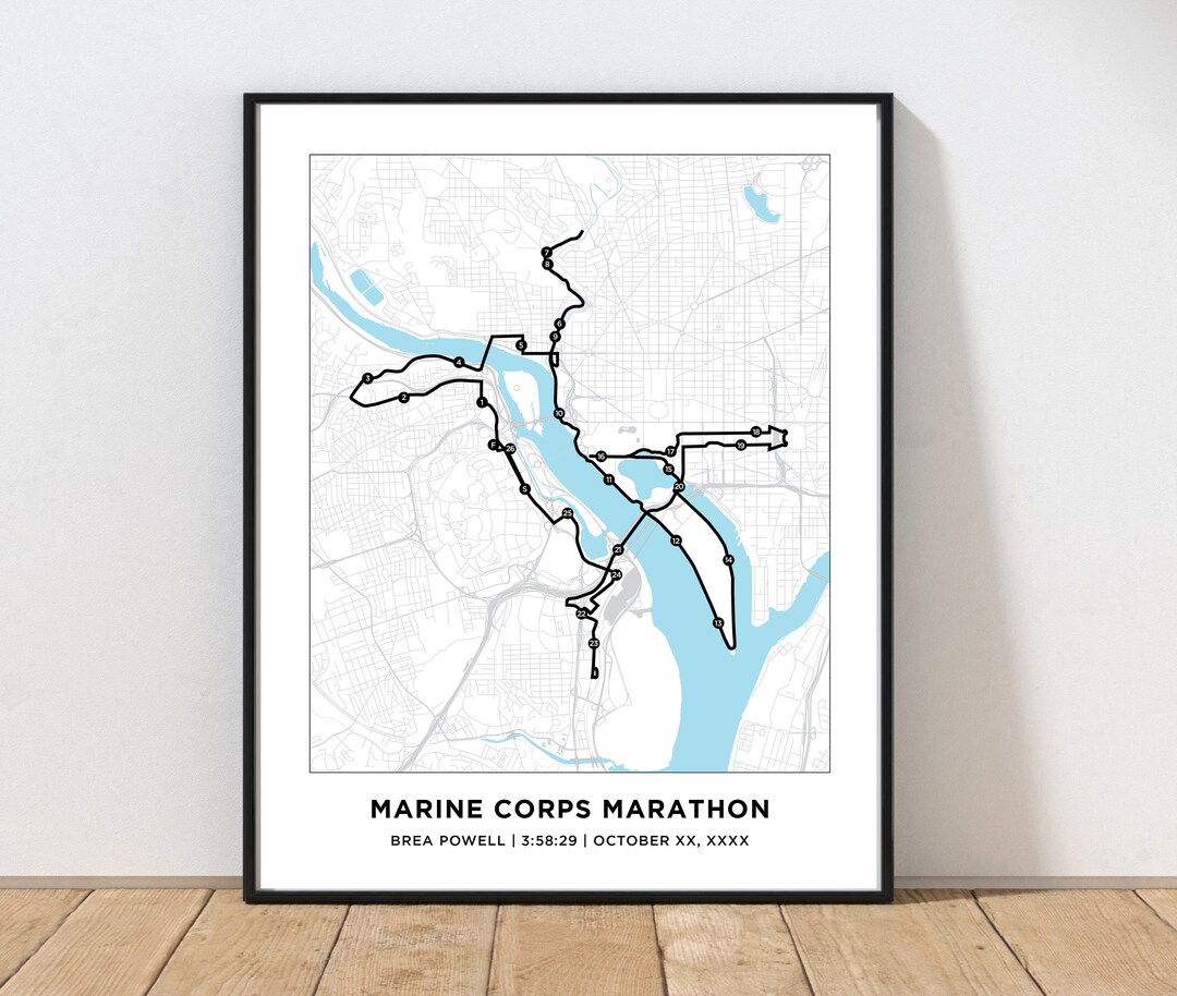 Marine Corps Marathon Course Map Personalized Marine Corps Marathon ...