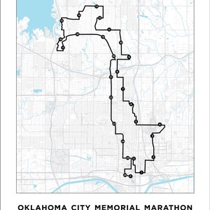 Oklahoma City Marathon Course Map | Personalized I Oklahoma City ...