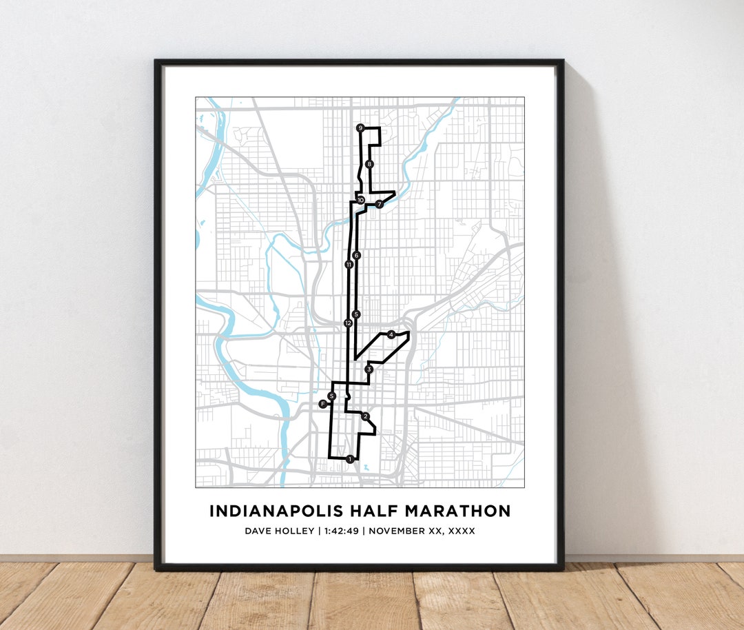 Indianapolis Half Marathon Course Map | Personalized Indianapolis Half ...