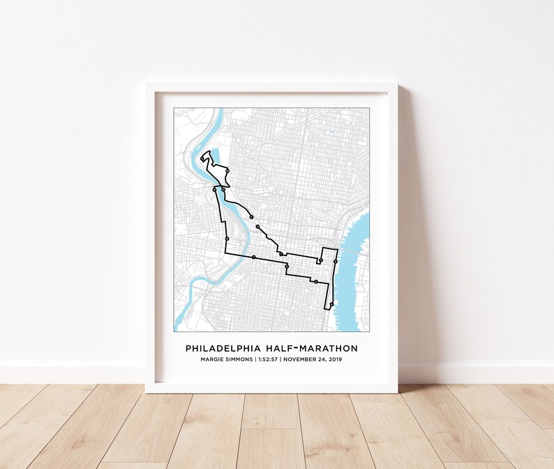 Philadelphia Half-marathon Course Map Personalized - Etsy