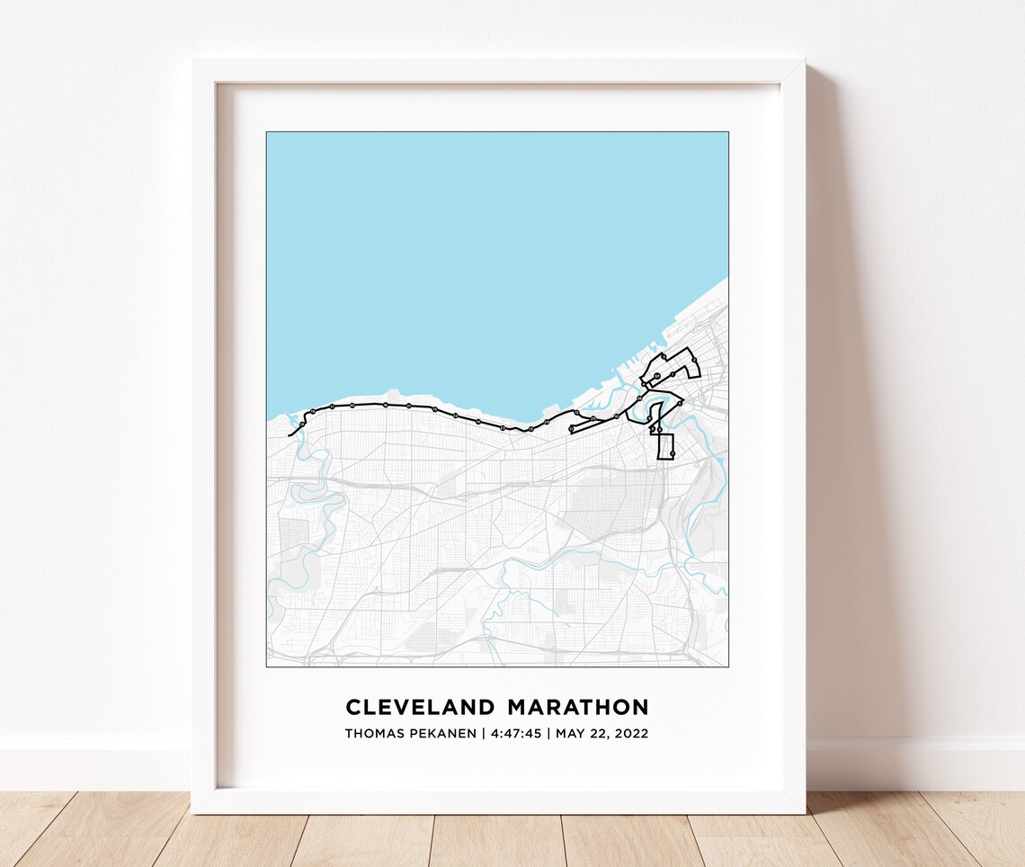 Cleveland Marathon Course Map Personalized Cleveland - Etsy