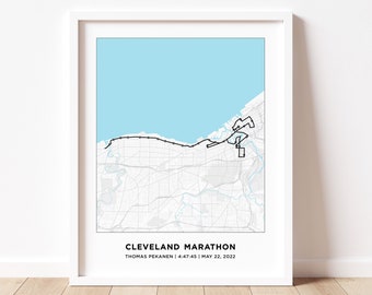Custom Marathon Map Running Map 26.2 Map Personalized Cleveland ...
