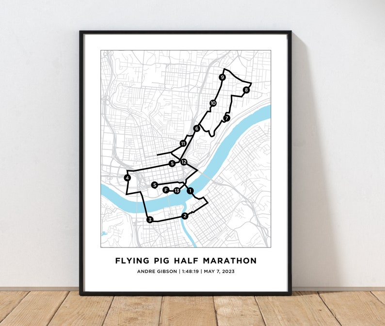 Flying Pig Half Marathon Course Map Personalized Flying Pig - Etsy