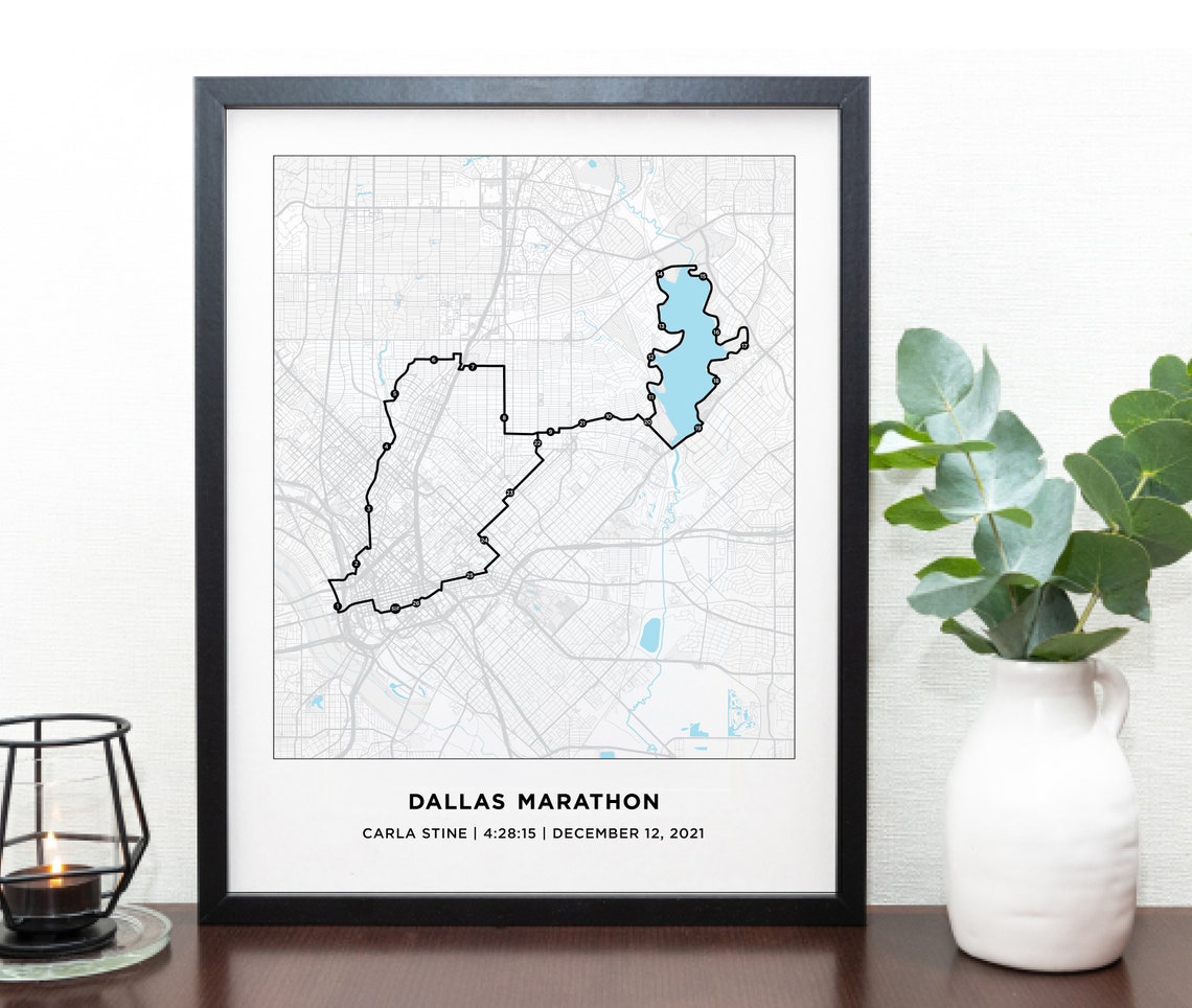 Dallas Marathon Course Map Personalized Dallas Marathon | Etsy
