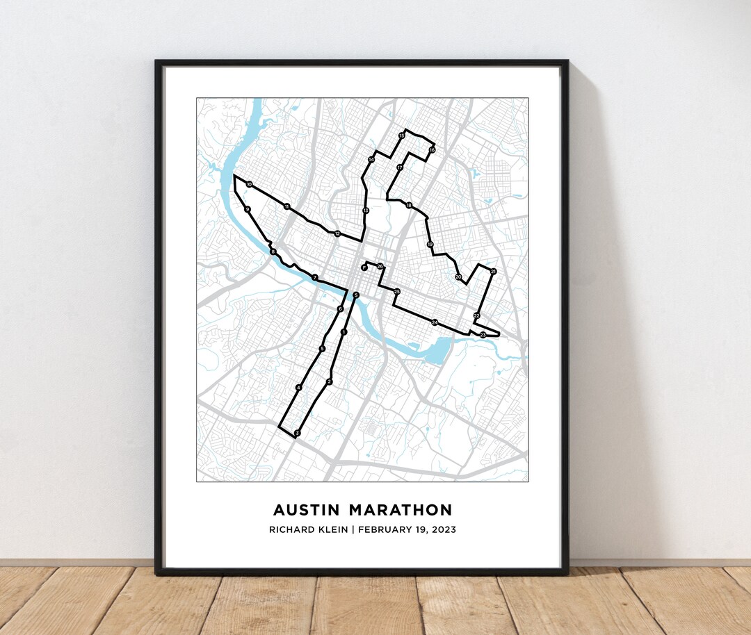 Austin Marathon Print | Personalized Austin Marathon Course Map ...