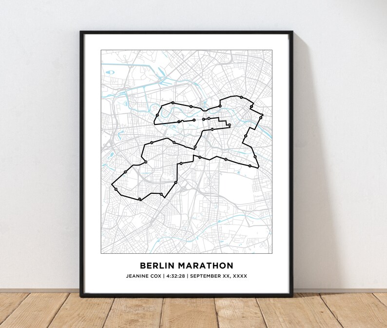 Berlin Marathon Course Map Personalized Berlin Marathon Route Map ...