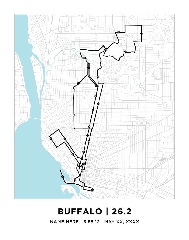 Buffalo 26.2 Marathoner Course Map | Personalized Buffalo Route Map ...