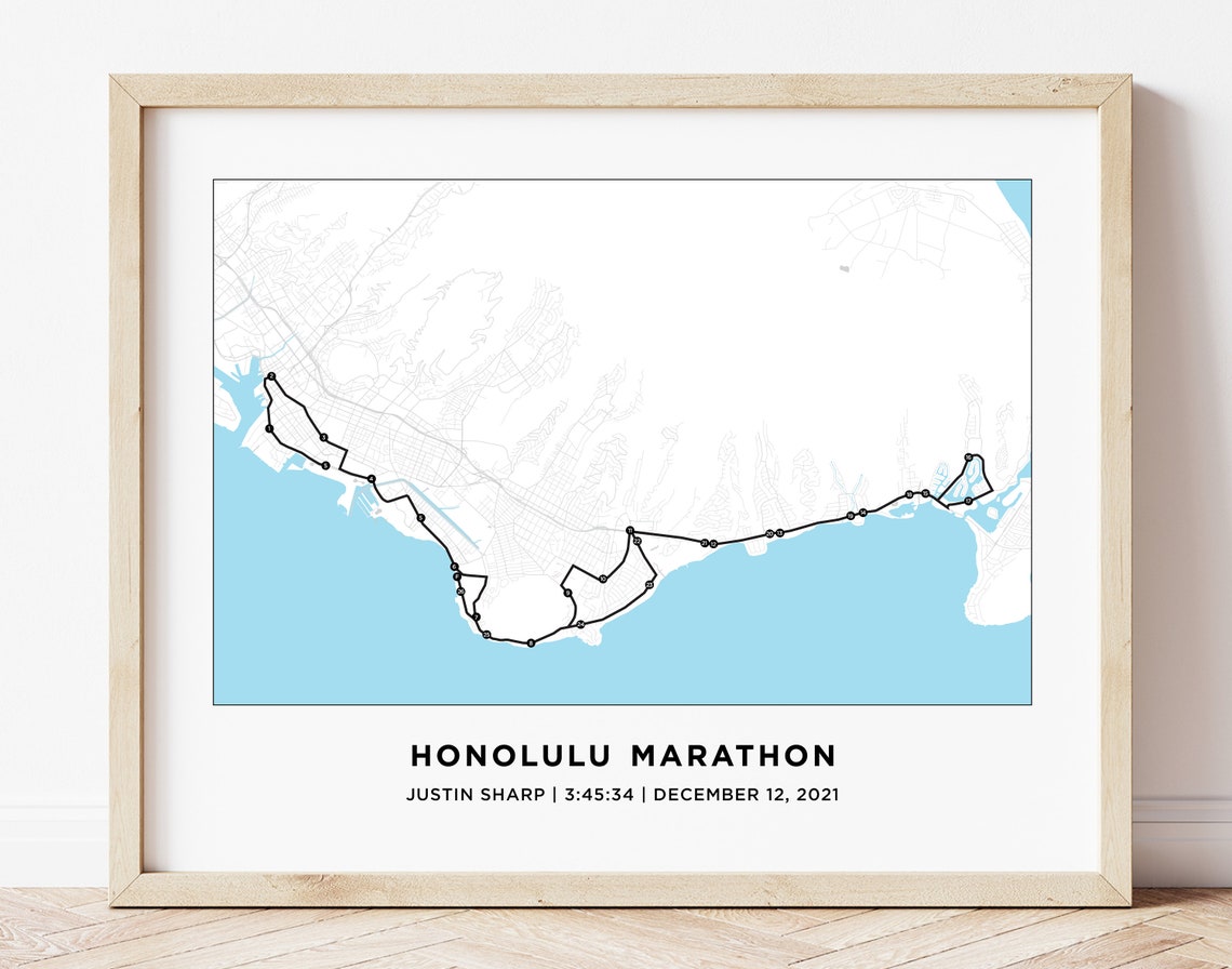 Honolulu Marathon Course Map Personalized Honolulu Route Map - Etsy