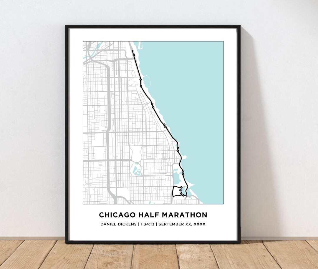 Chicago Half Marathon Course Map | Personalized Chicago Half Marathon ...