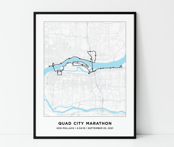 Quad Cities Marathon Course Map Personalized Quad Cities - Etsy