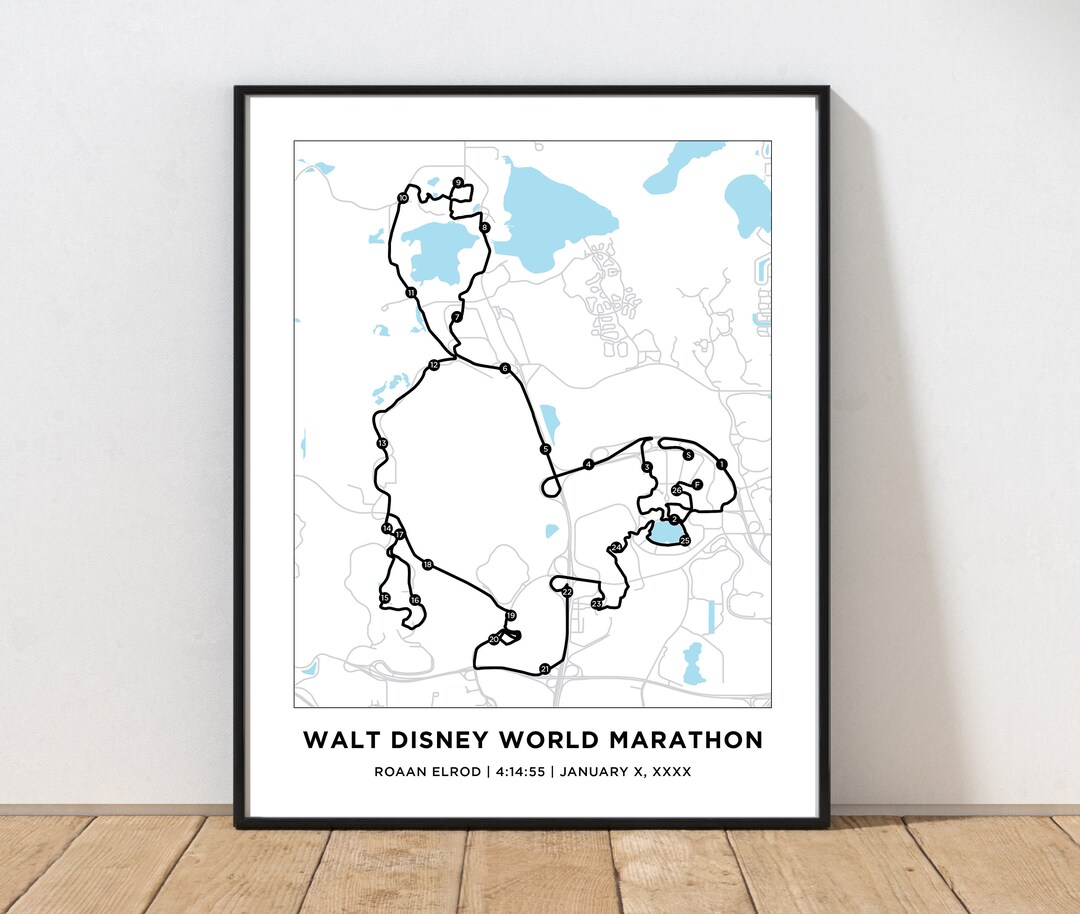 Walt Disney World Marathon Course Map Personalized Walt Disney World ...