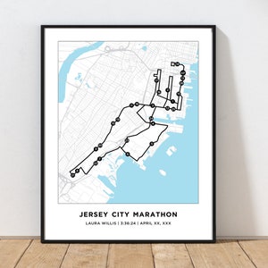 Jersey City Marathon Course Map | Personalized Jersey City Marathon ...
