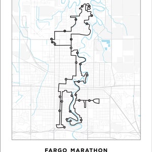 Fargo Marathon Course Map Personalized Fargo Marathon Route - Etsy