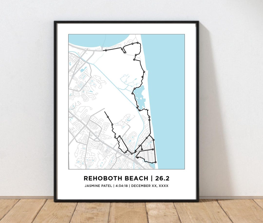 Rehoboth Beach 26.2 Marathoner Course Map | Personalized Rehoboth Beach ...
