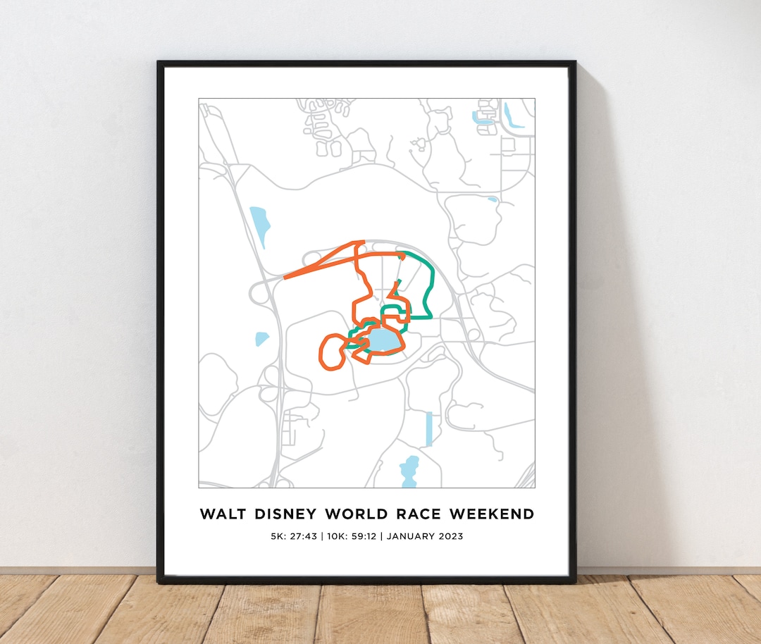 Disney Race Weekend 5k/10k Course Map Personalized Disney Map Disney 5k ...