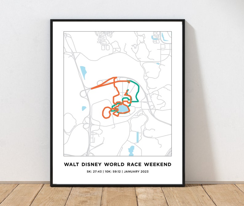 Disney Race Weekend 5k/10k Course Map Personalized Disney Map Disney 5k ...
