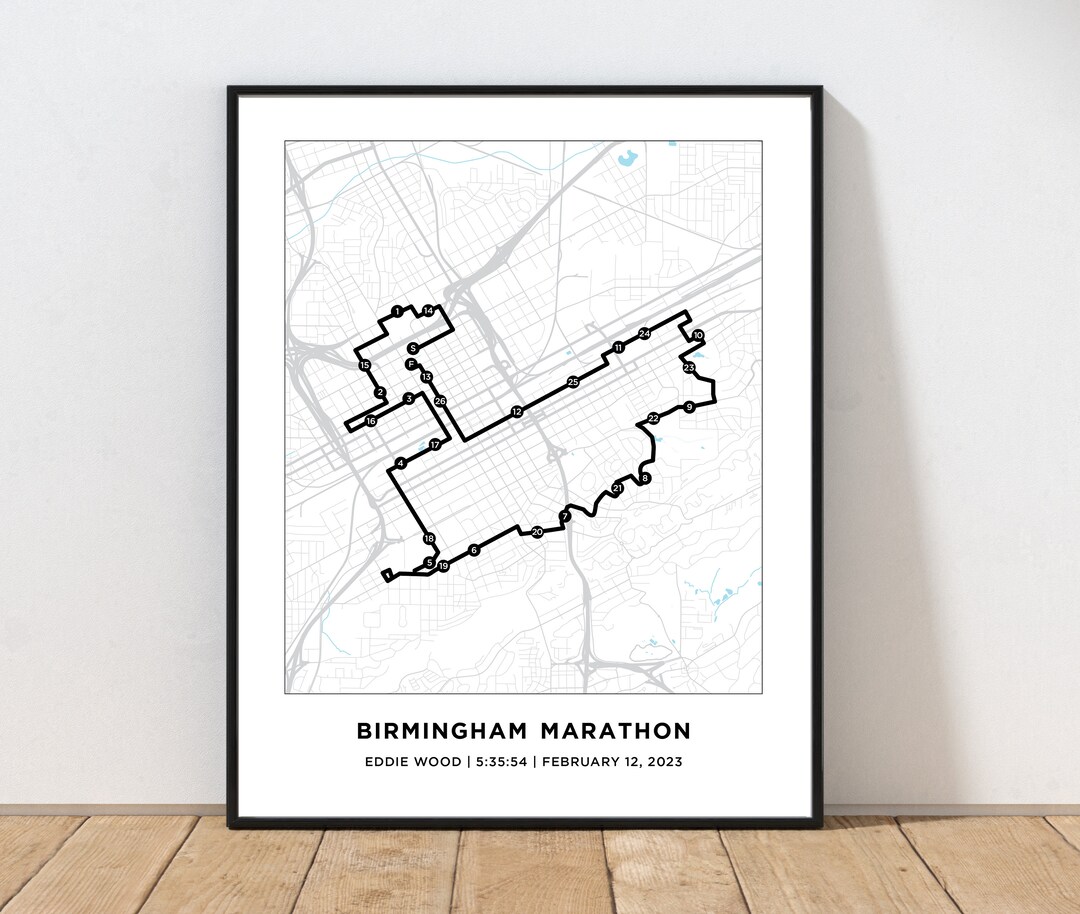 Birmingham Marathon Course Map | Personalized Birmingham Alabama ...