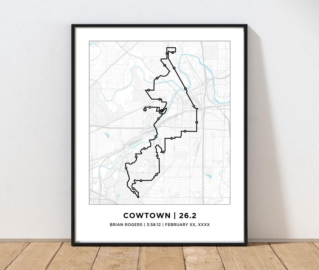 Cowtown Fort Worth Course Map | Personalized Cowtown Route Map | 26.2 ...