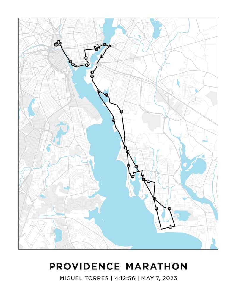Providence Marathon Course Map Personalized Providence - Etsy Israel