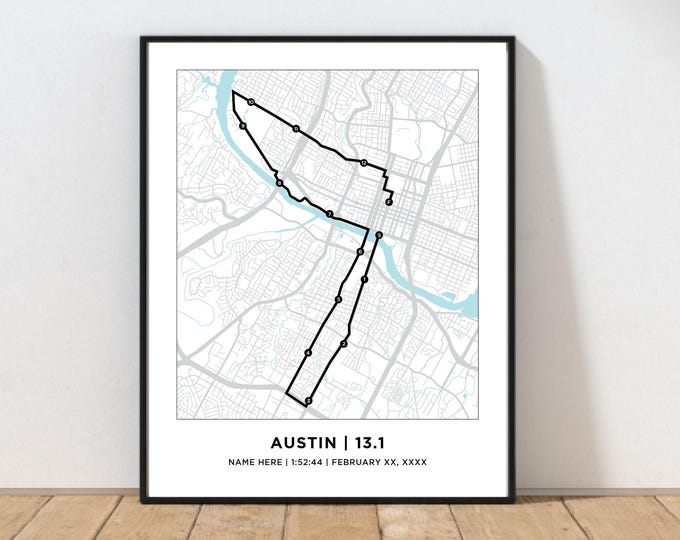 Austin Half Marathon Custom Race Poster | Personalized Gift for Runners ...