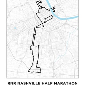 Nashville Half Marathon Course Map | Personalized Nashville Route Map ...
