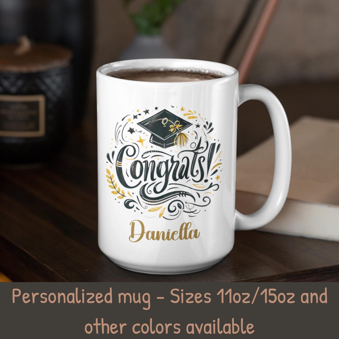 Congrats Graduation Mug With Name | Personalized Coffee Cup for Senior ...