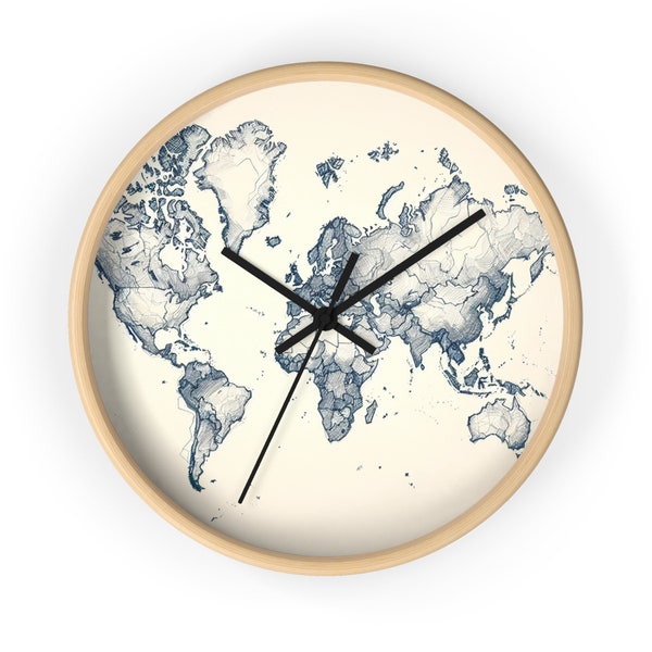 World Map Wall Clock - Etsy