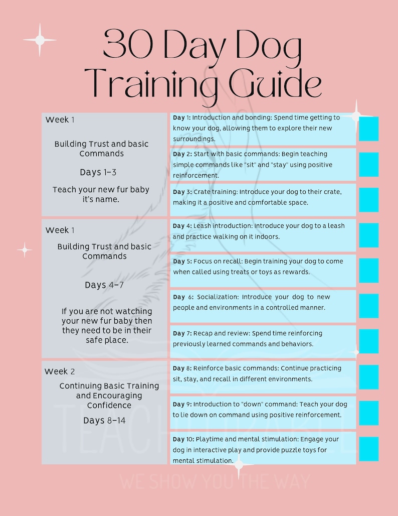 30 Days of Training Your Puppy Planner - Etsy