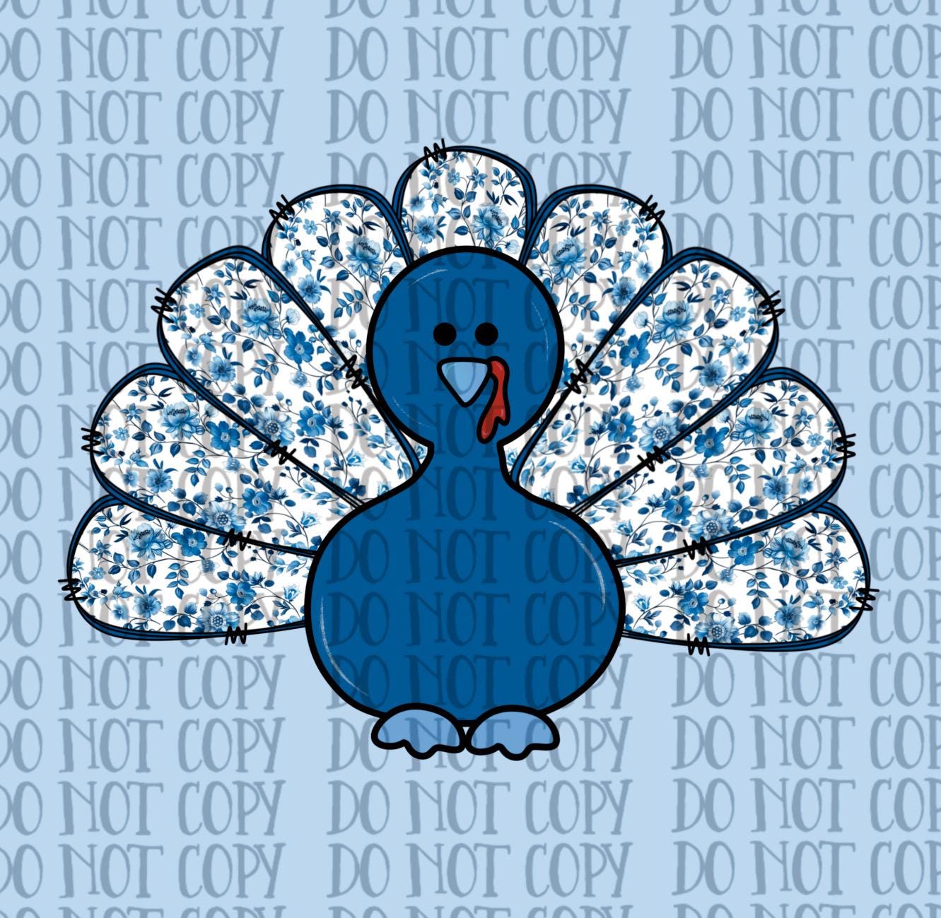 Blue Floral Turkey Png - Etsy