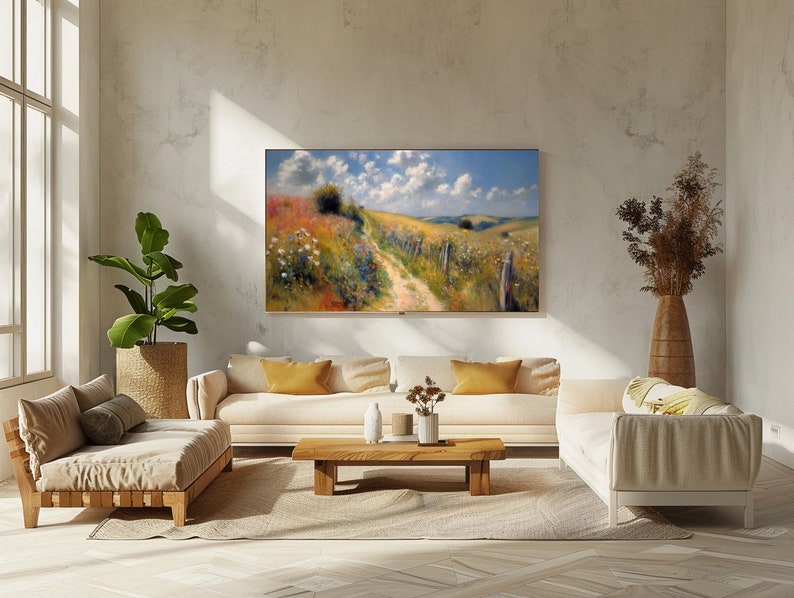 Frame TV Art Spring Wildflower Meadow, Flower Field Landscape, Abstract ...